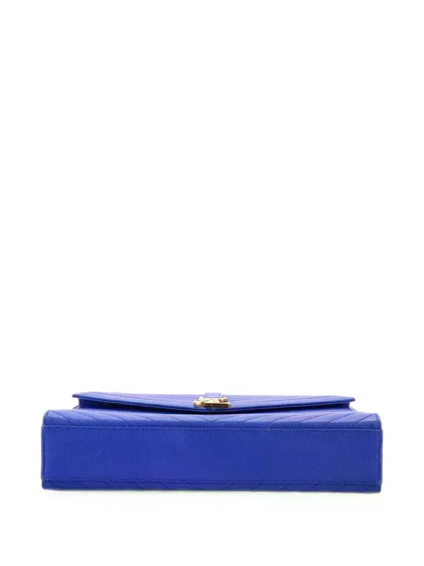 Saint Laurent Classic Monogram Envelope Satchel Matelasse Chevron Leather Large Shoulder Bag