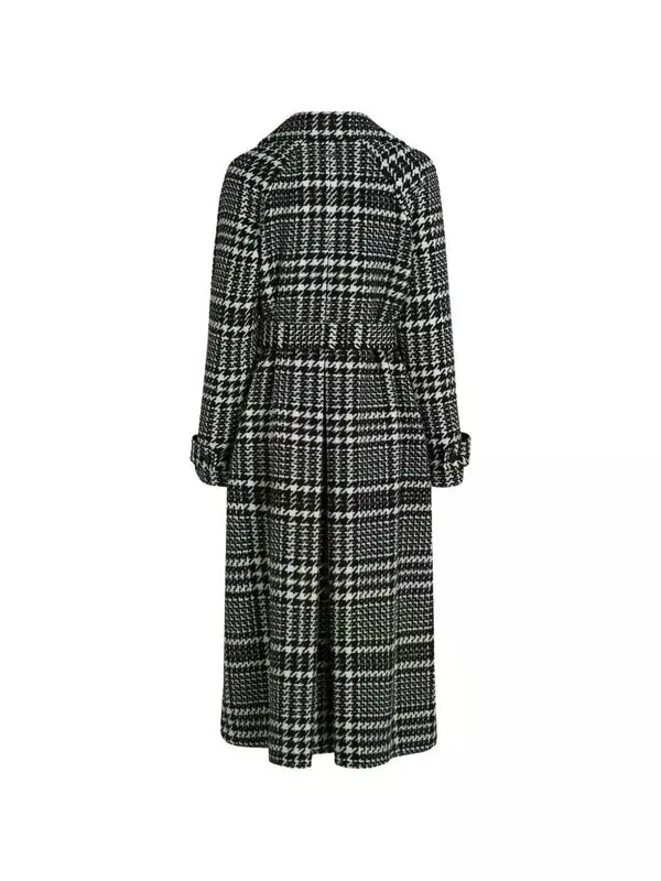 Karl Lagerfeld Houndstooth Long Wool-blend Coat