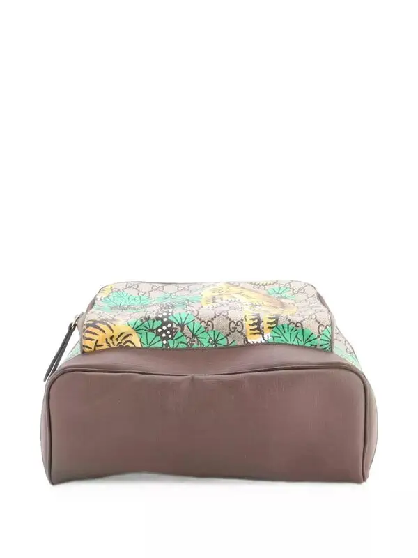 Gucci Zip Pocket Bengal Print Gg Coated Canvas Medium Backpack