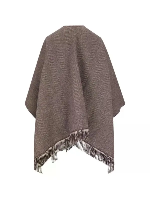 Brunello Cucinelli Herringbone Fringe-trim Poncho - Brown