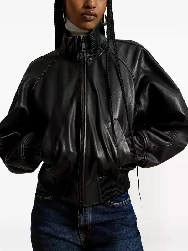 Polo Ralph Lauren Ribbed-trim Leather Jacket