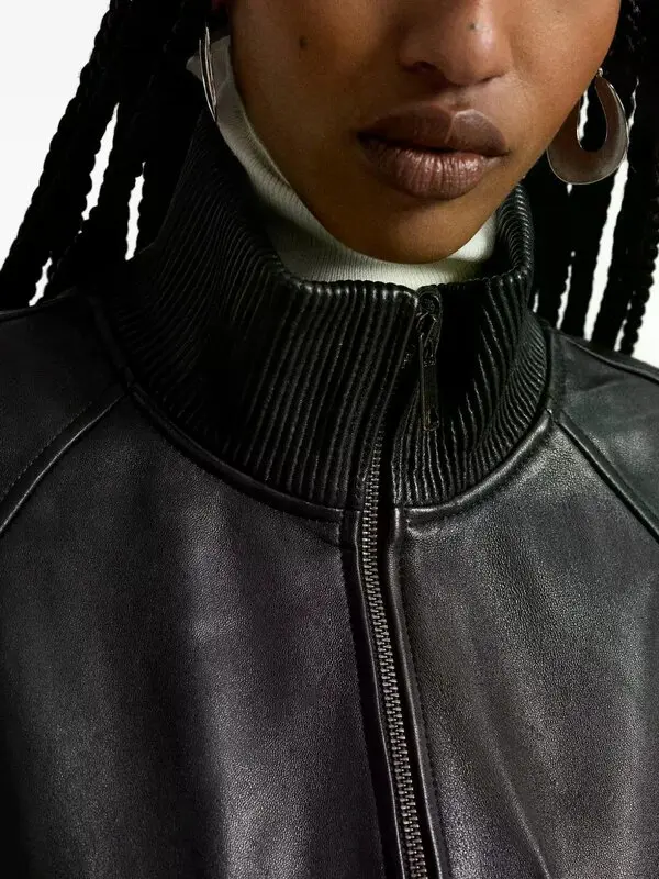 Polo Ralph Lauren Ribbed-trim Leather Jacket