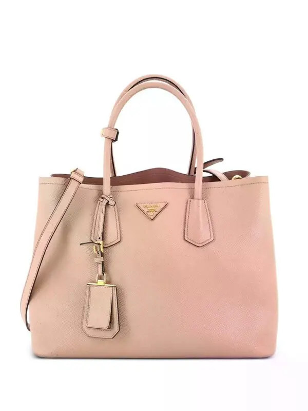 Prada Cuir Double Saffiano Leather Medium Tote Bag - Neutrals