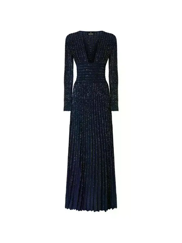 Missoni Long-sleeve Deep Neckline Maxi Dress - Blue