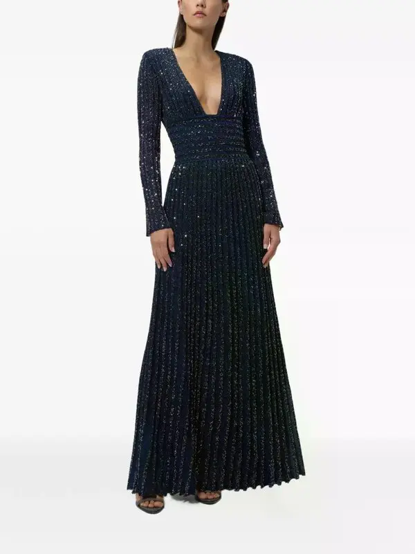 Missoni Long-sleeve Deep Neckline Maxi Dress
