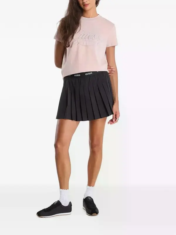 Guess Logo-embroidered Rhinestone-embellished T-shirt