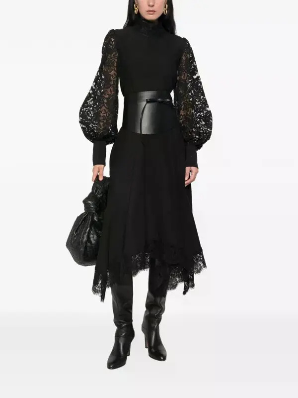 ERMANNO FIRENZE Lace-panelled Asymmetric Dress