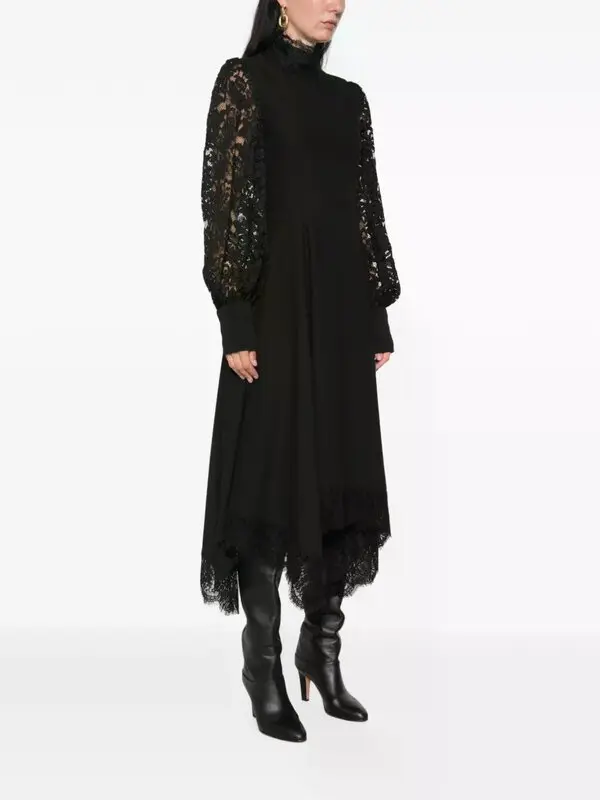 ERMANNO FIRENZE Lace-panelled Asymmetric Dress
