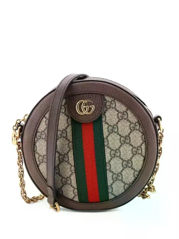 Gucci Ophidia Round Shoulder Bag Gg Coated Canvas Mini Crossbody Bag - Brown