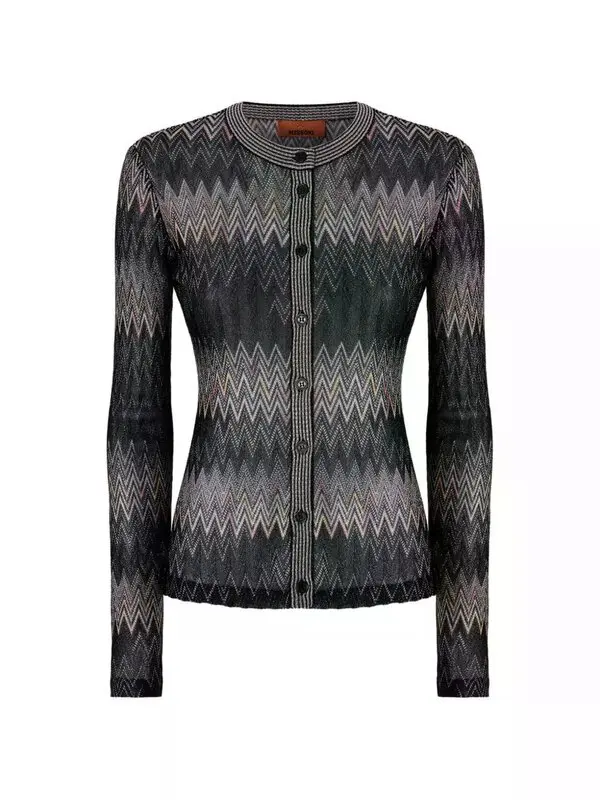 Missoni Viscose Lamé Chevron Cardigan
