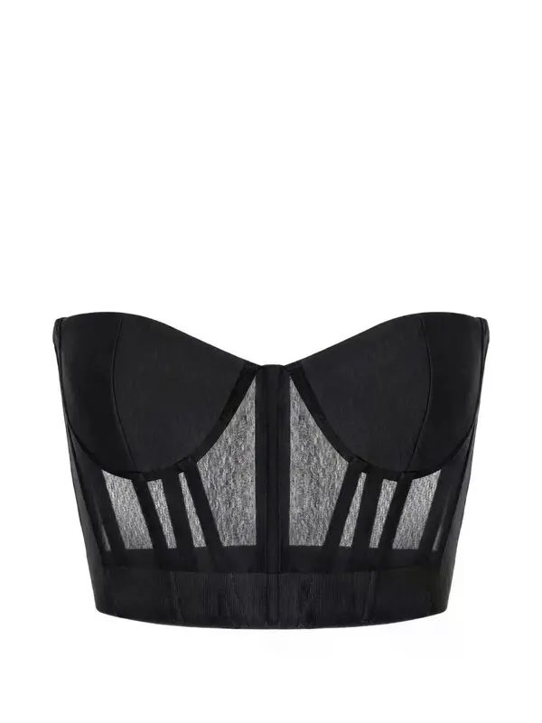 Elisabetta Franchi Mesh-panelled Corset-style Top - Black