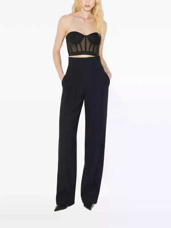 Elisabetta Franchi Mesh-panelled Corset-style Top - Black