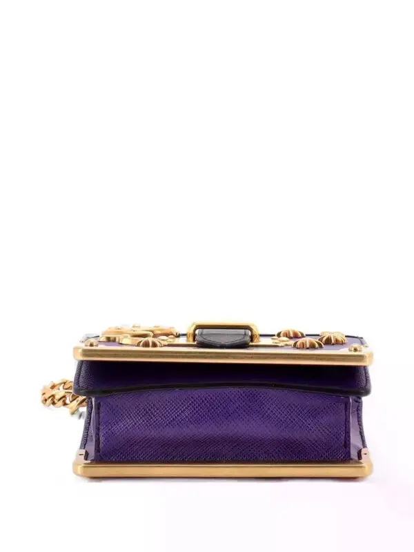 Prada Cahier Embellished Leather Micro Crossbody Bag