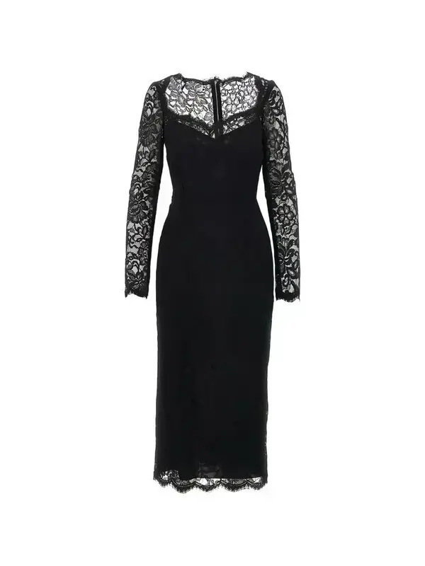 Dolce & Gabbana Floral-lace Midi Dress - Black