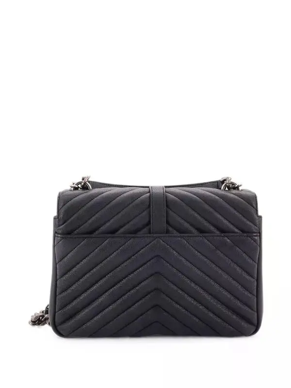 Saint Laurent Classic Monogram College Bag Matelasse Chevron Leather Medium Crossbody Bag - Grey