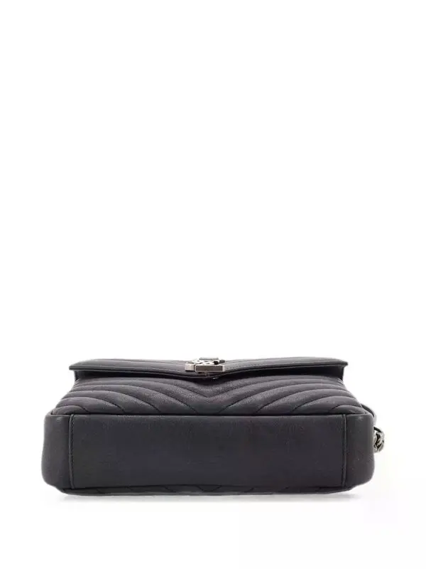 Saint Laurent Classic Monogram College Bag Matelasse Chevron Leather Medium Crossbody Bag - Grey