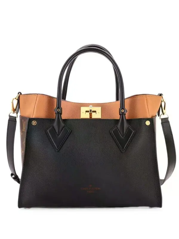 LOUIS VUITTON On My Side Leather With Monogram Canvas Mm Tote Bag - Black