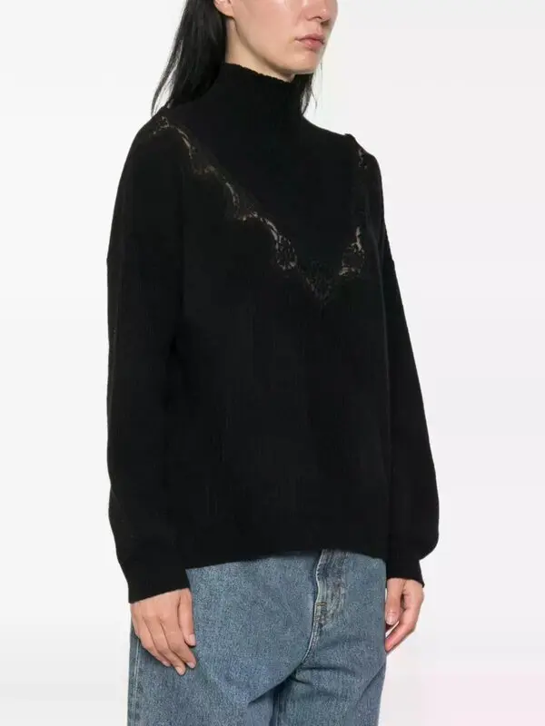 ERMANNO FIRENZE Lace-trim Ribbed-knit Sweater