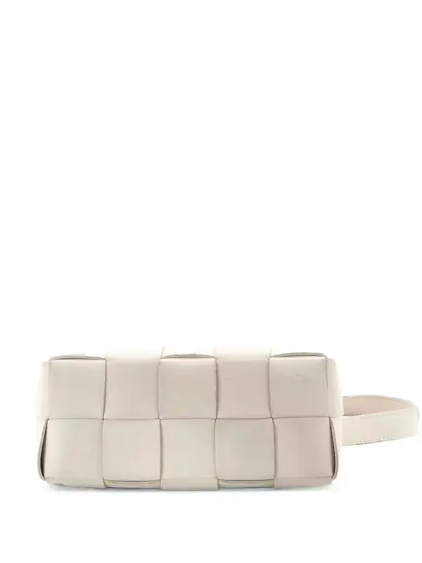 Bottega Veneta Brick Cassette Maxi Intrecciato Leather Small Shoulder Bag - White