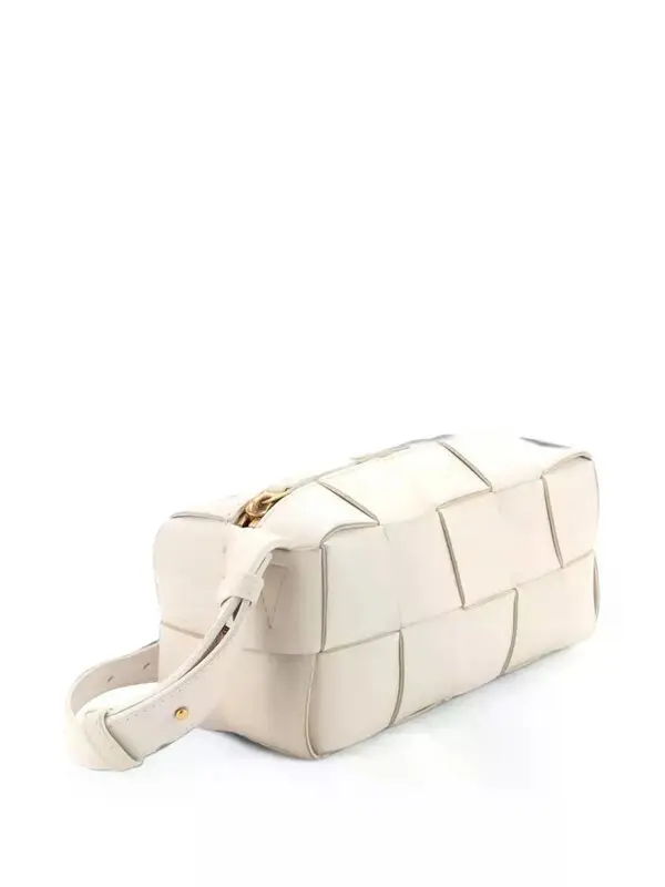 Bottega Veneta Brick Cassette Maxi Intrecciato Leather Small Shoulder Bag - White