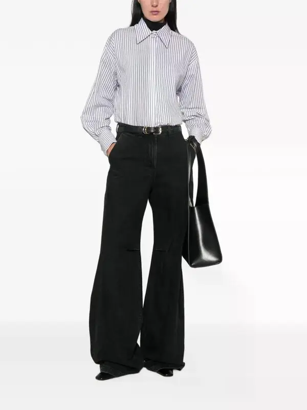 ERMANNO FIRENZE Pearl-embellished Striped Shirt