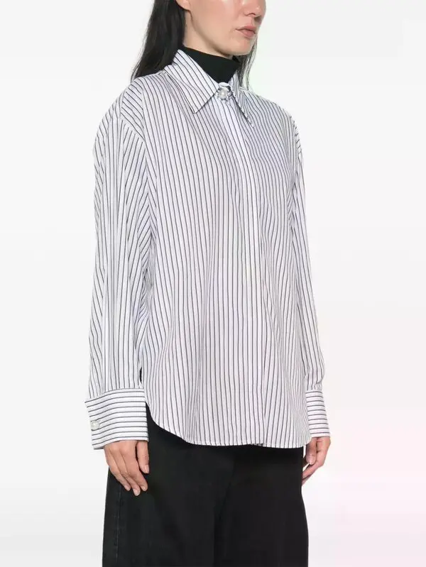 ERMANNO FIRENZE Pearl-embellished Striped Shirt
