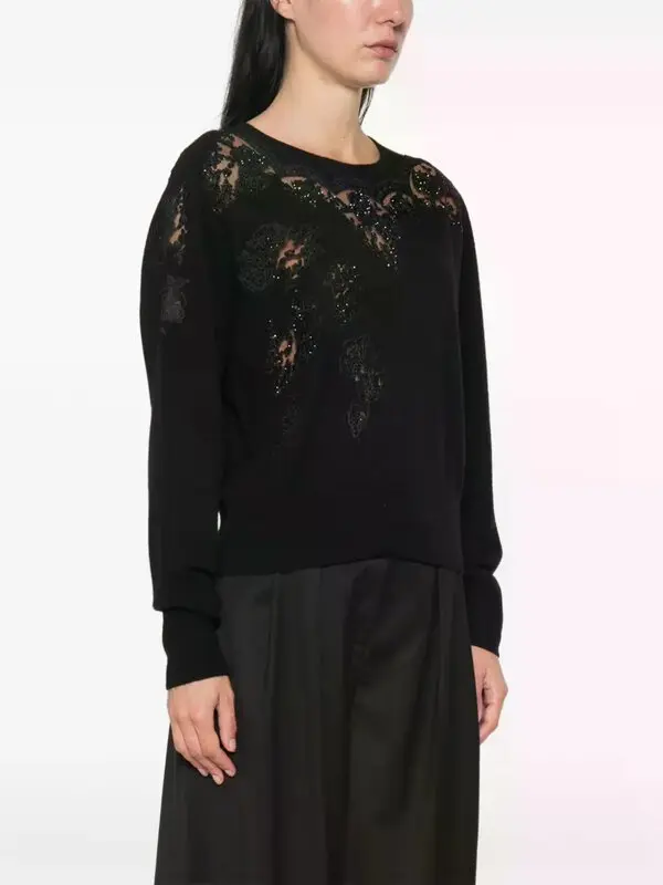 ERMANNO FIRENZE Lace-panel Sequin-embellished Sweater