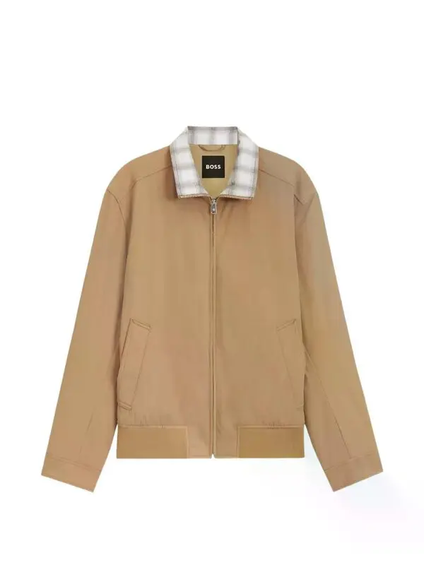 BOSS Check-pattern Zip-up Bomber Jacket - Neutrals