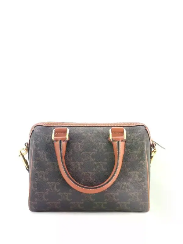 Celine Boston Bag Triomphe Coated Canvas Small Satchel