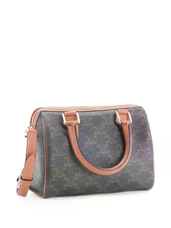 Celine Boston Bag Triomphe Coated Canvas Small Satchel