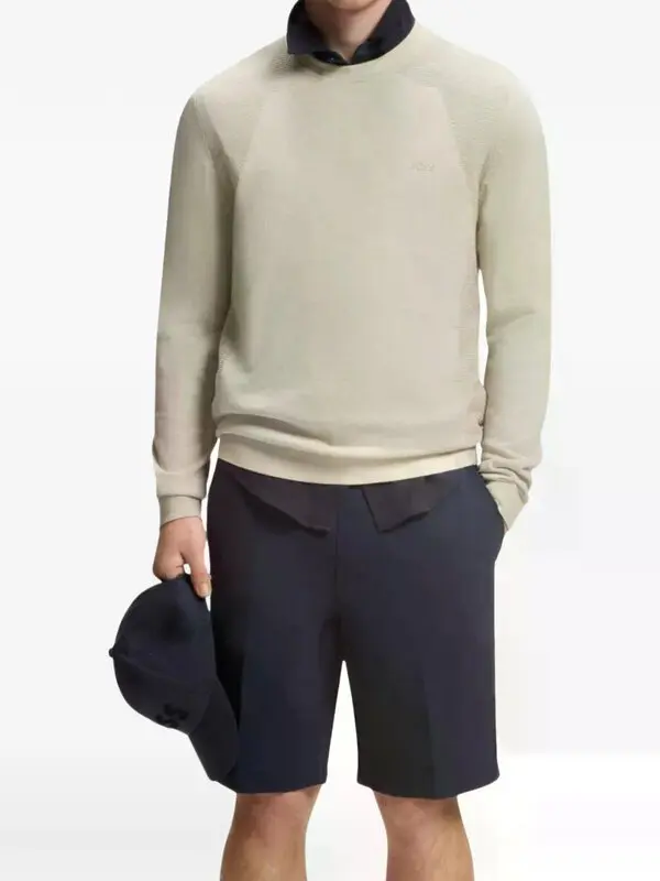 BOSS Textured-panel Raglan-sleeve Sweater