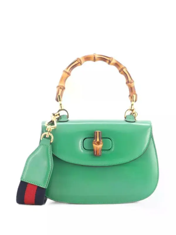Gucci Bamboo 1947 Top Handle Bag Leather Small Satchel - Green