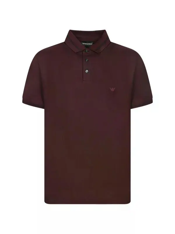 Emporio Armani Piqué Polo With Embroidered Logo - Red