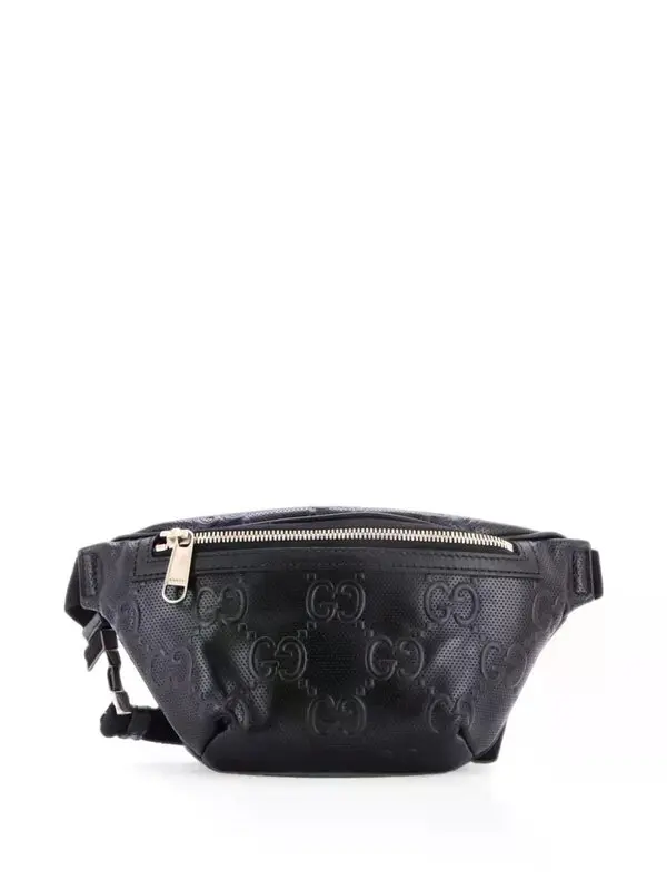 Gucci Gg Embossed Perforated Leather Small Belt Bag - Black