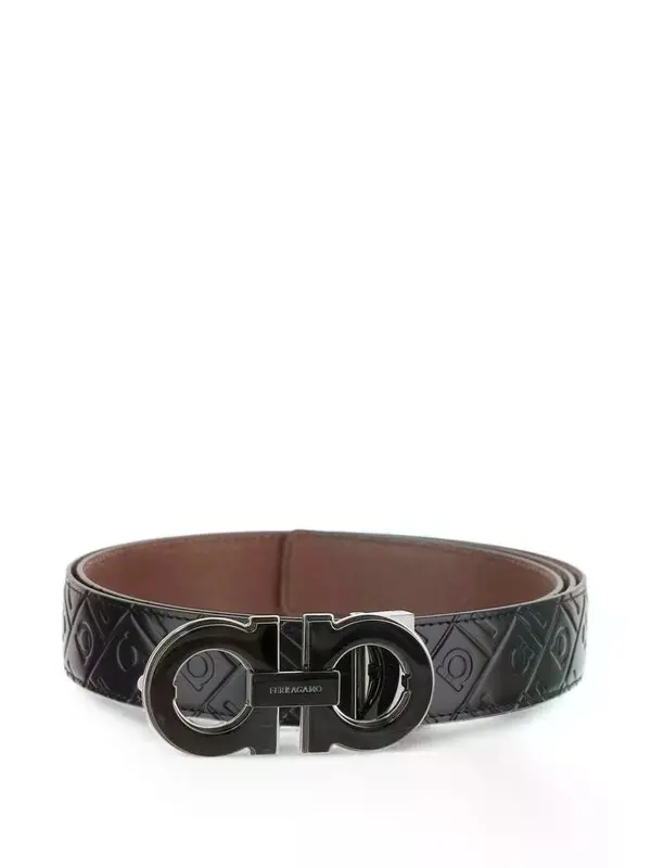 FERRAGAMO Gancini Reversible Leather Belt - Black