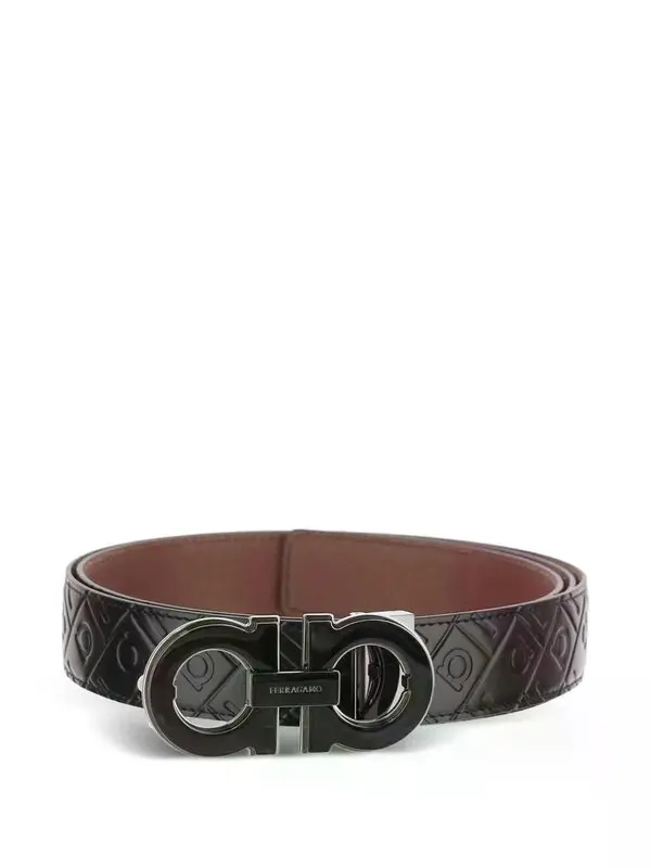 FERRAGAMO Gancini Reversible Leather Belt - Black