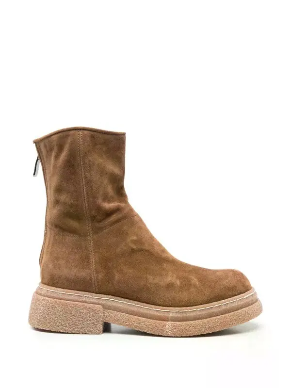 ALBERTO FASCIANI Suede Rear-zip Ankle Boots - Brown