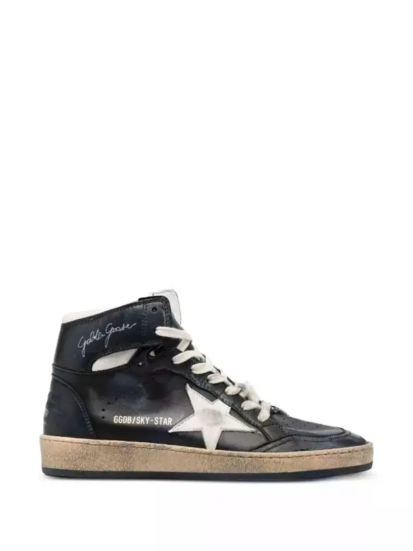 GOLDEN GOOSE Sky-star In Nappa Leather With White Leather Star - Black