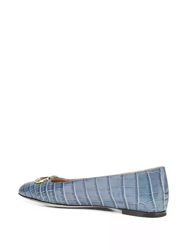Valentino Garavani Vlogo Signature Croc-effect Ballet Flats - Blue
