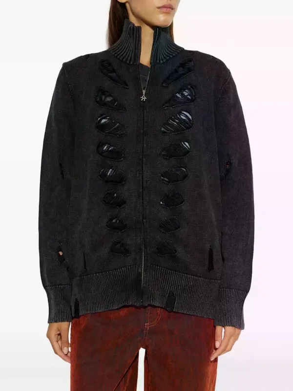 AVAVAV Distressed Zip-up Cardigan