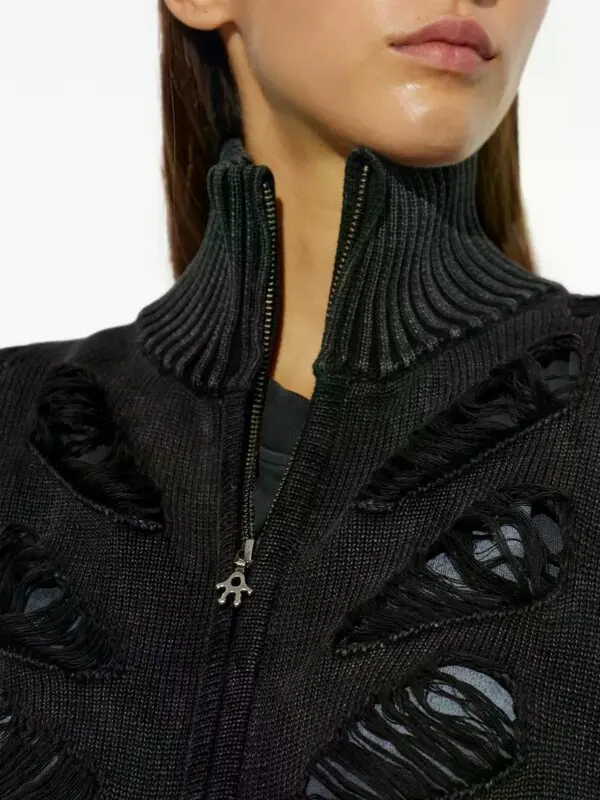 AVAVAV Distressed Zip-up Cardigan