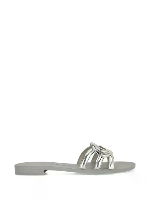 Guess Elyho Jellie Logo Cut-out Flat Sandals - Silver