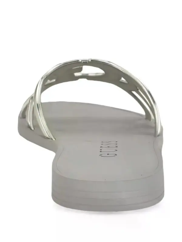 Guess Elyho Jellie Logo Cut-out Flat Sandals - Silver
