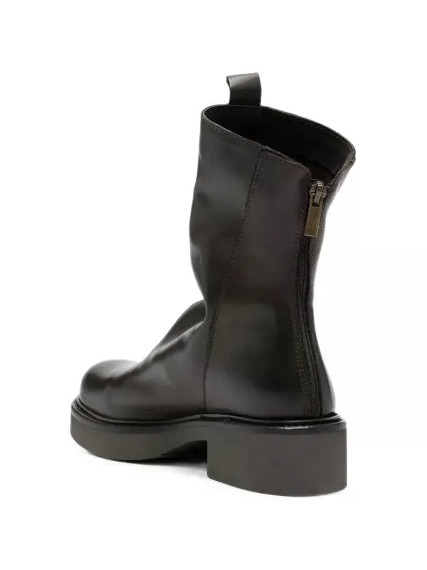 METISSE Rear-zip Leather Ankle Boots