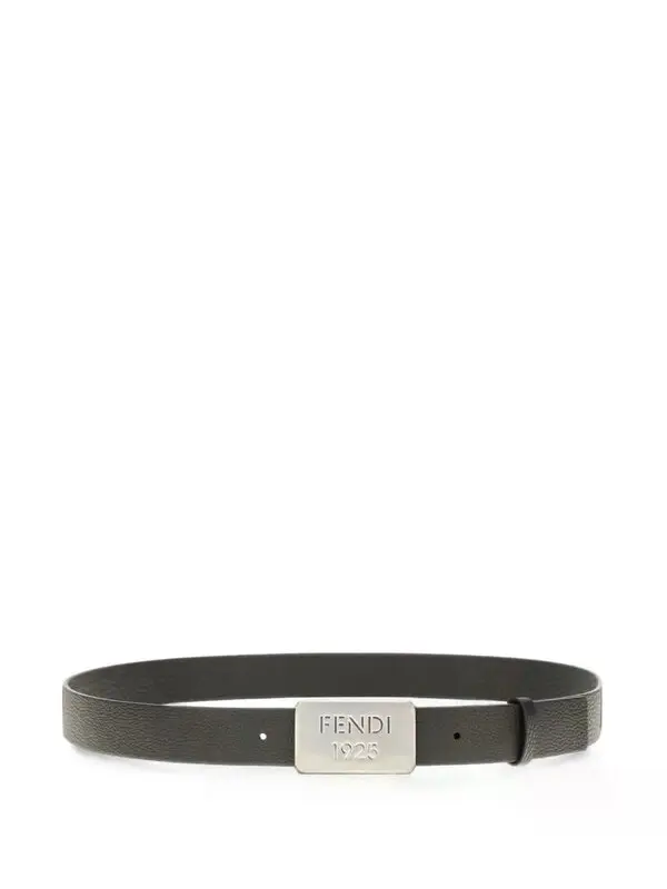 Fendi Cuoio Romano Leather Belt - Black