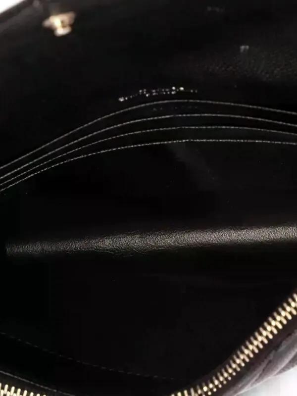 Saint Laurent Classic Monogram Wallet On Chain Matelasse Chevron Leather Small Crossbody Bag - Black