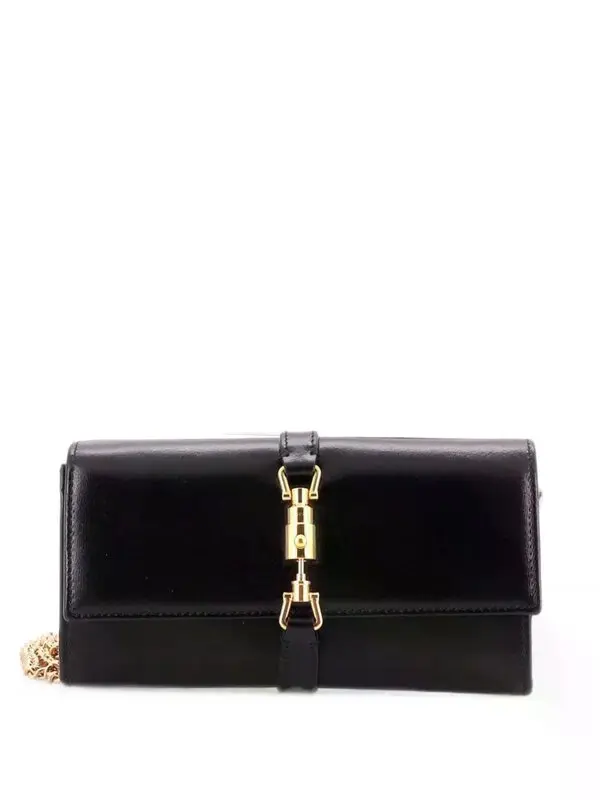 Gucci Jackie 1961 Continental Chain Wallet Leather Crossbody Bag - Black