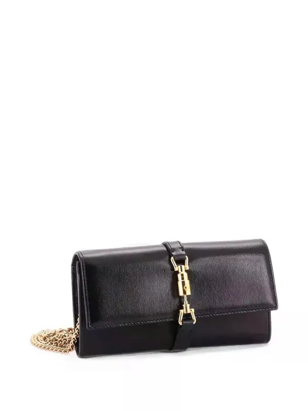 Gucci Jackie 1961 Continental Chain Wallet Leather Crossbody Bag - Black