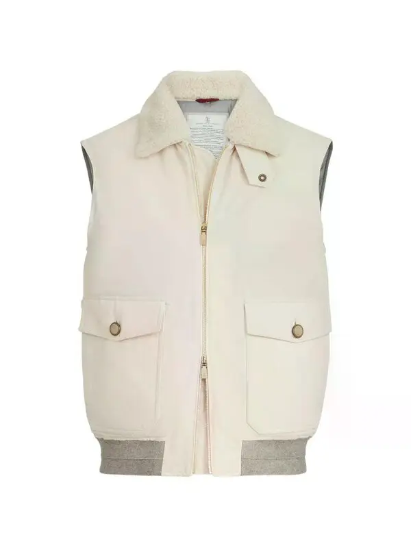 Brunello Cucinelli Shearling-collar Down-filled Vest