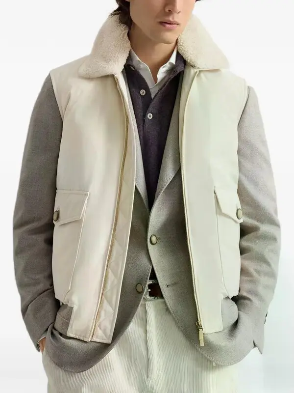Brunello Cucinelli Shearling-collar Down-filled Vest - Neutrals